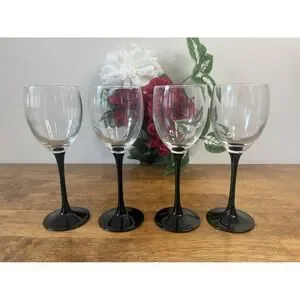 Luminarc | Dining | Vintage Luminarc France Black Stem Wine Glasses ...